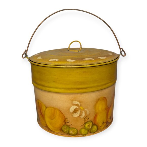 Vintage | Kitchen | Vintage Toleware Tin Pail Lunch Bucket With Handle ...